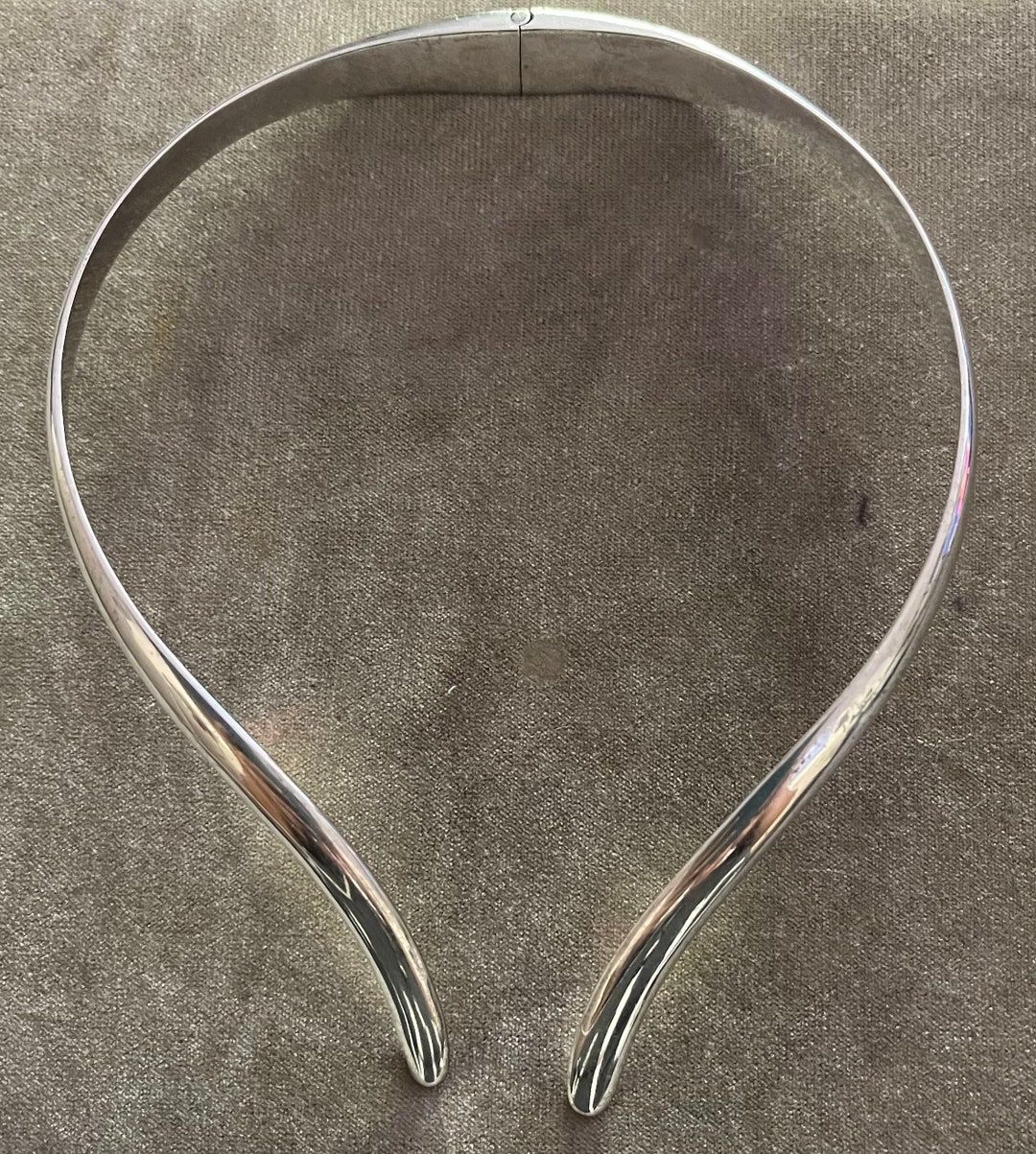 Vintage Solid Heavy Modernist Sterling Silver Hinged Torque Collarette ...