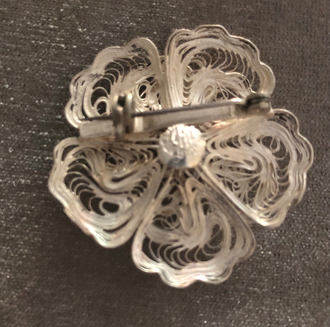 Vintage Sterling Mexico Filigree Flower Brooch | Etsy