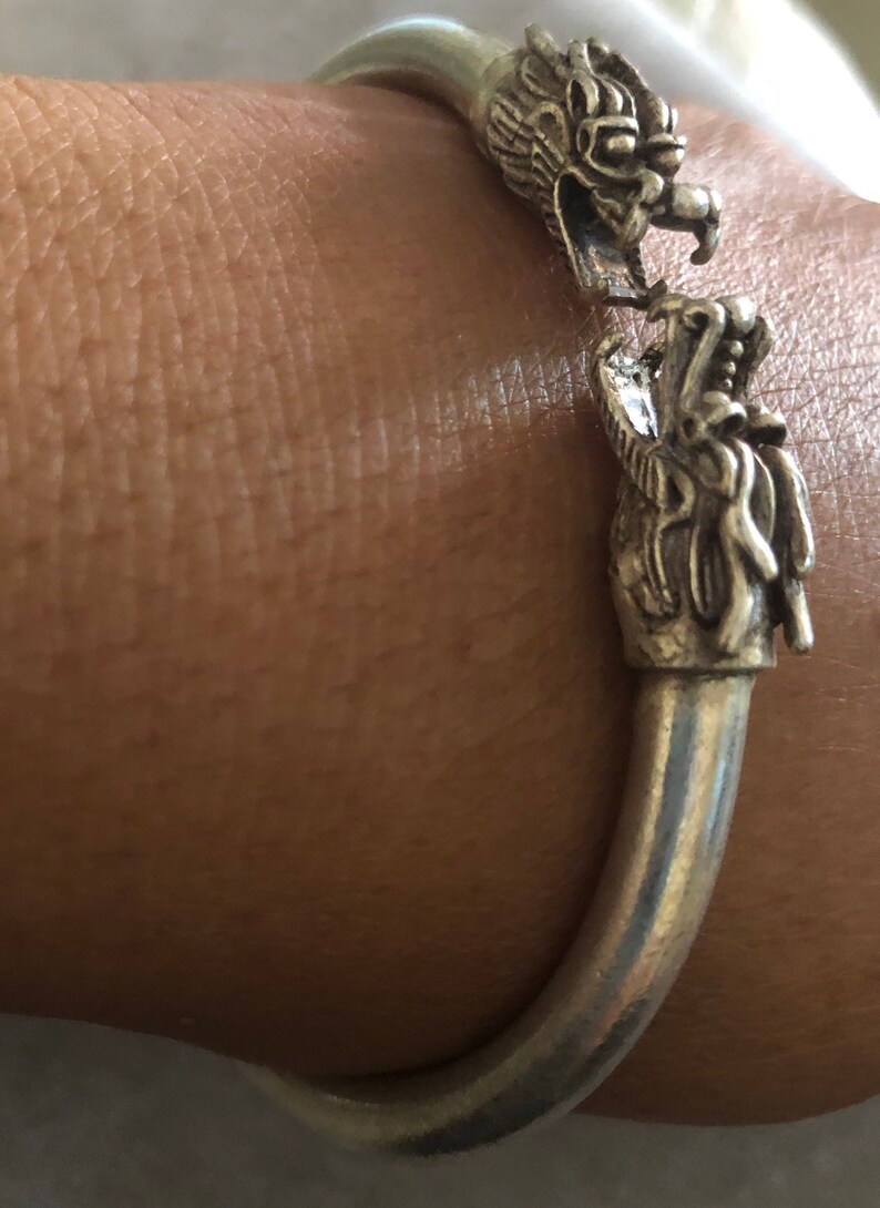 Vintage Solid Sterling Dragon Bangle Bracelet - Etsy