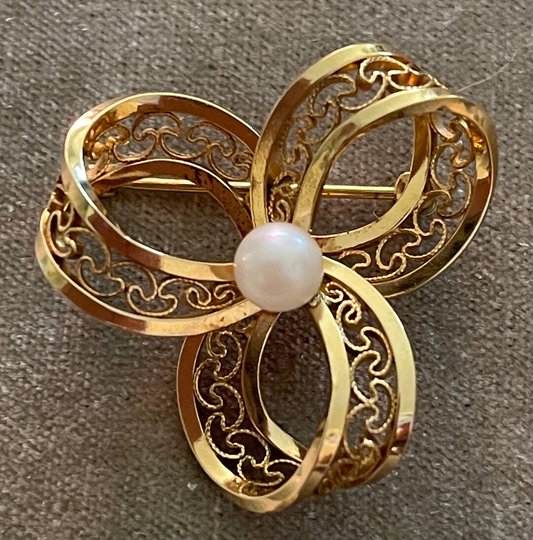 Vintage 12K G.F. Winaru Genuine Pearl Brooch - Etsy