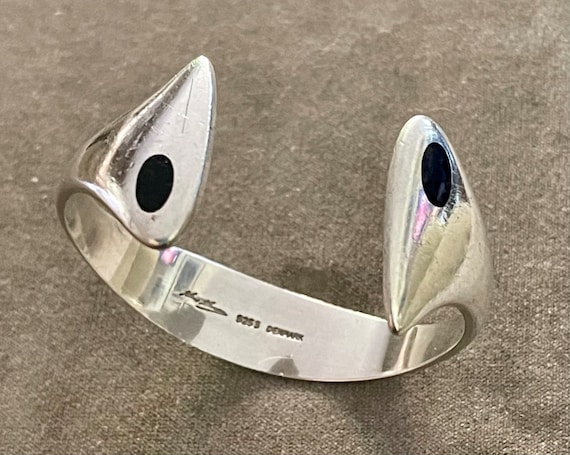 HANS HANSEN Sterling Black Enamel Modernist Cuff Bra… - Gem