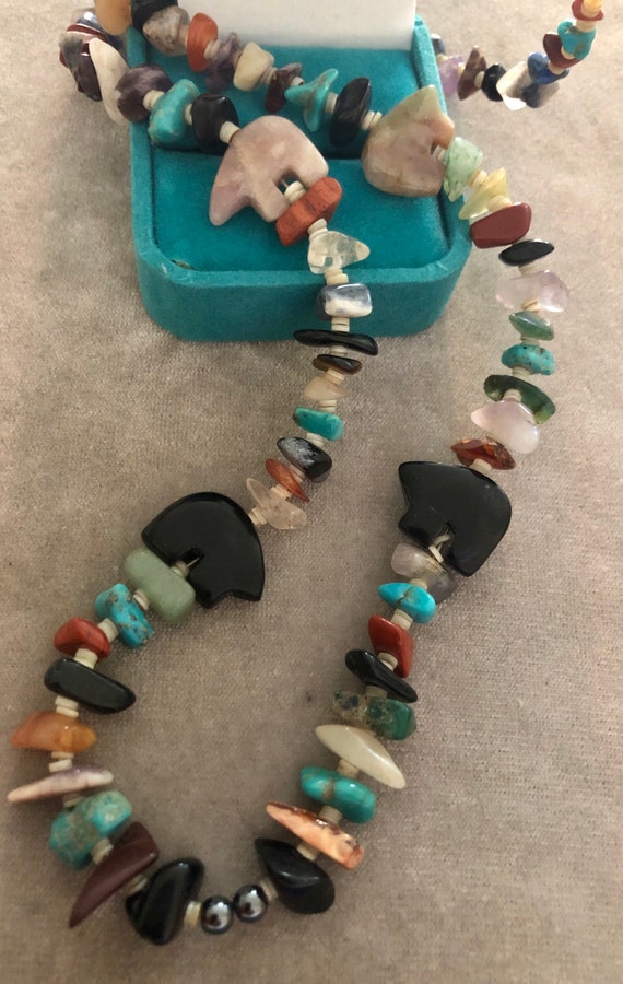 Vintage Southwestern Navajo Multi-Semi-Precious Stone… - Gem Vintage Southwestern Navajo Multi-Semi-Precious Stone… - Gem
