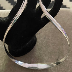 Vintage Solid Heavy Modernist Sterling Silver Hinged Torque Collarette ...