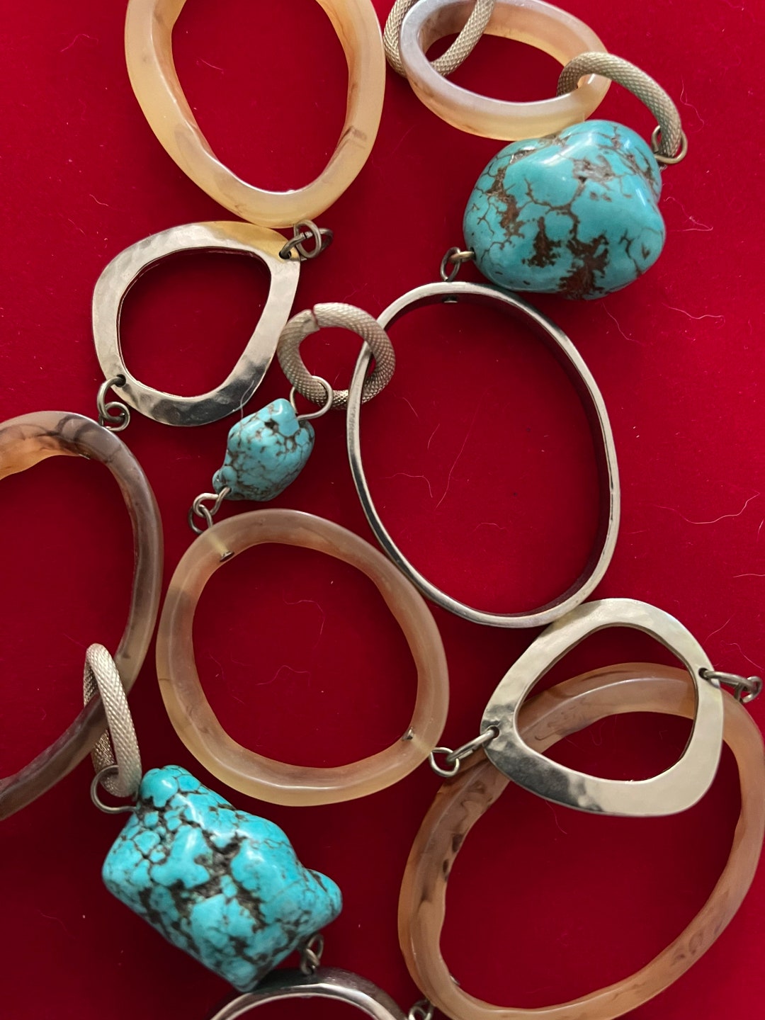 Chico’s Costume Faux Turquoise Faux Bone Long Gold Tone Necklace - Etsy