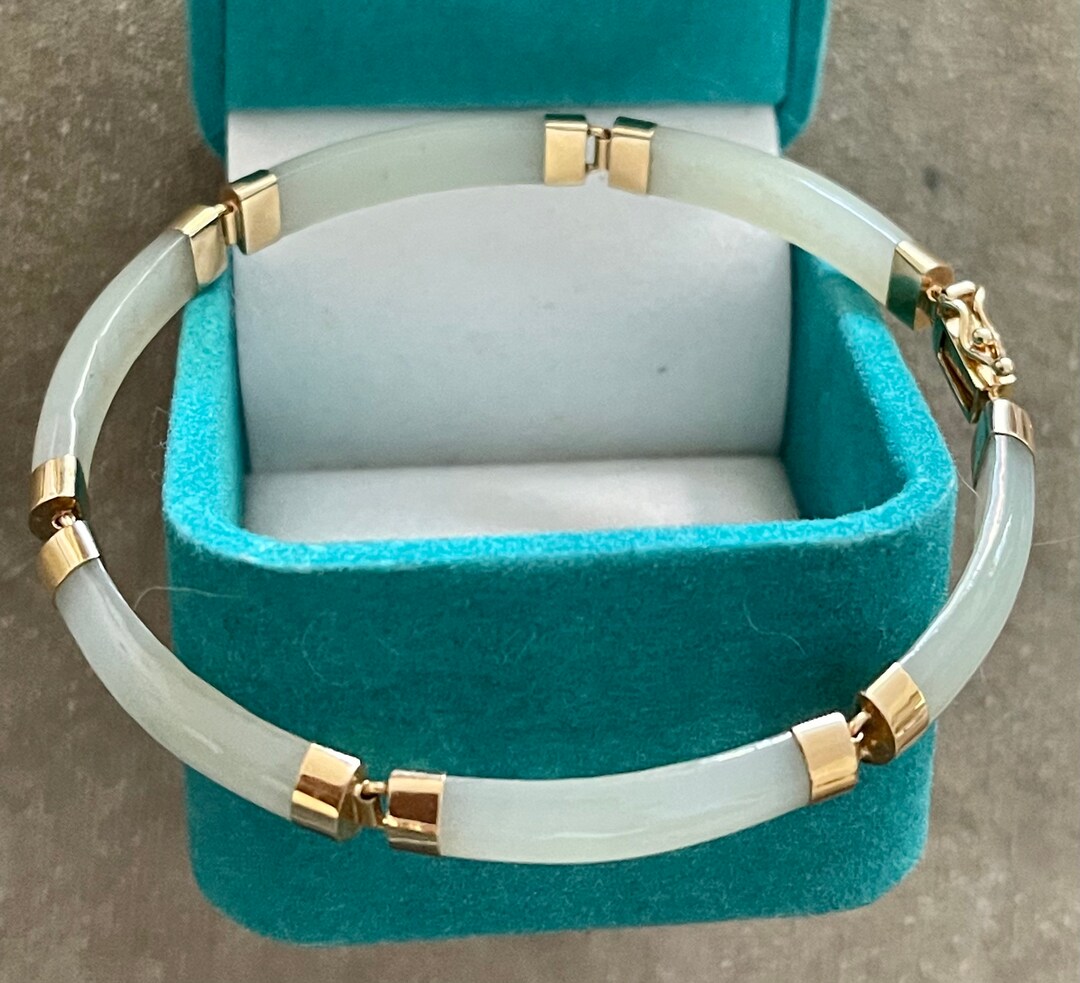 Vintage 14K Genuine Water Jadeite Jade Link Bracelet - Etsy