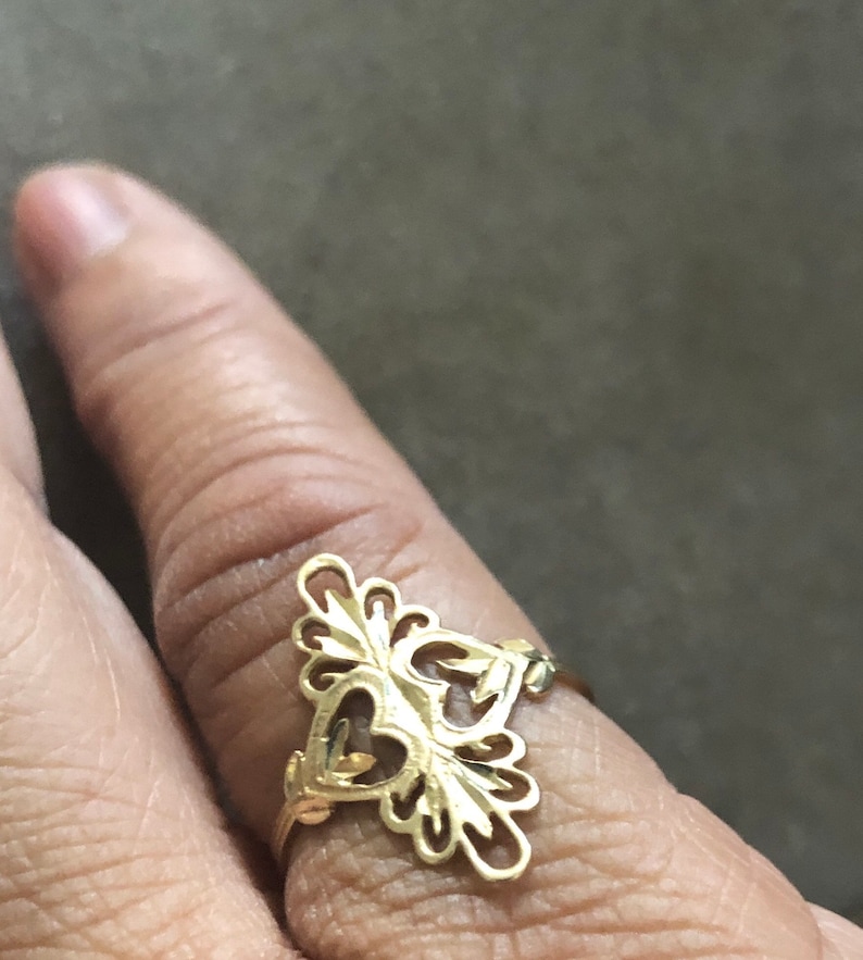 Anillo de filigrana de oro Vintage 14K | Etsy