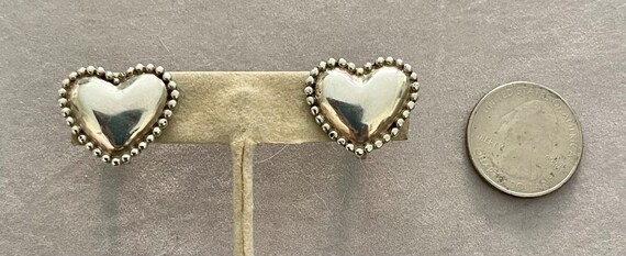 Vintage CHATO CASTILLO Sterling Heart Screw Back Earr… - Gem