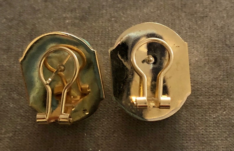 80s Vintage 14K Enamel Omega Back Earrings - Etsy