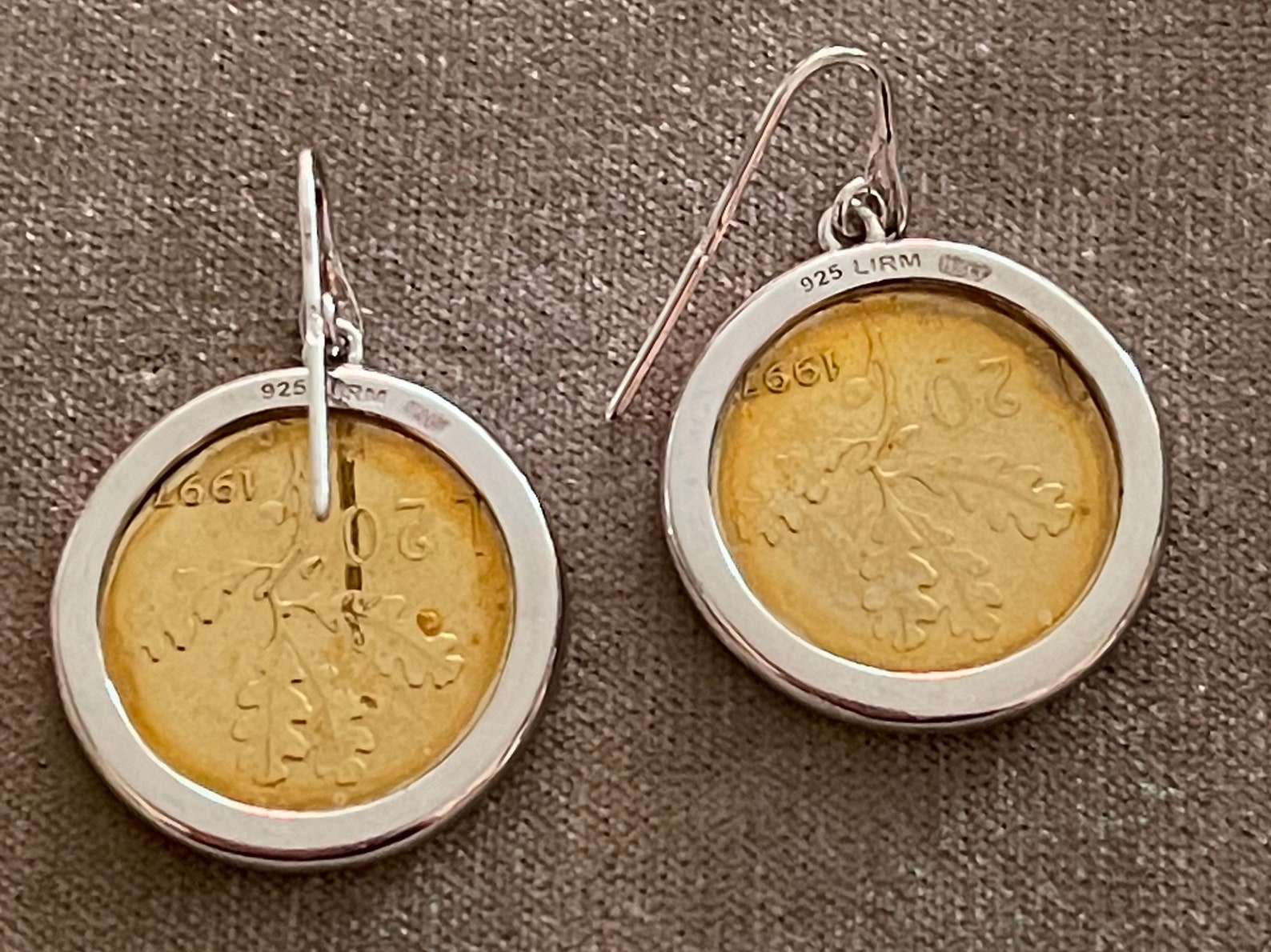 LIRM 1997 Sterling Italiana Republica 20 Lira Drop Earrings | Etsy