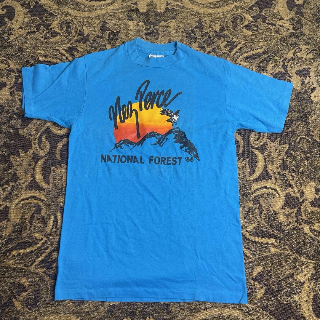 Vtg 80s Nez Perce National Forest Nature Blue Shirt Mens Size M - Etsy