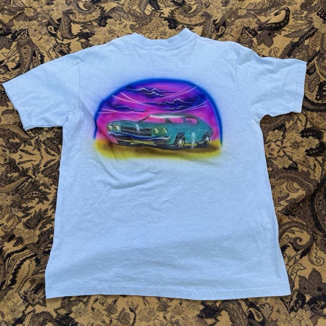 Vtg 90s Chevy Classic Car Graffiti Blue Shirt Mens Size L - Etsy