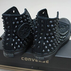 Genuine CONVERSE Monocrome-black With Black Studs All-star Chuck Taylor ...