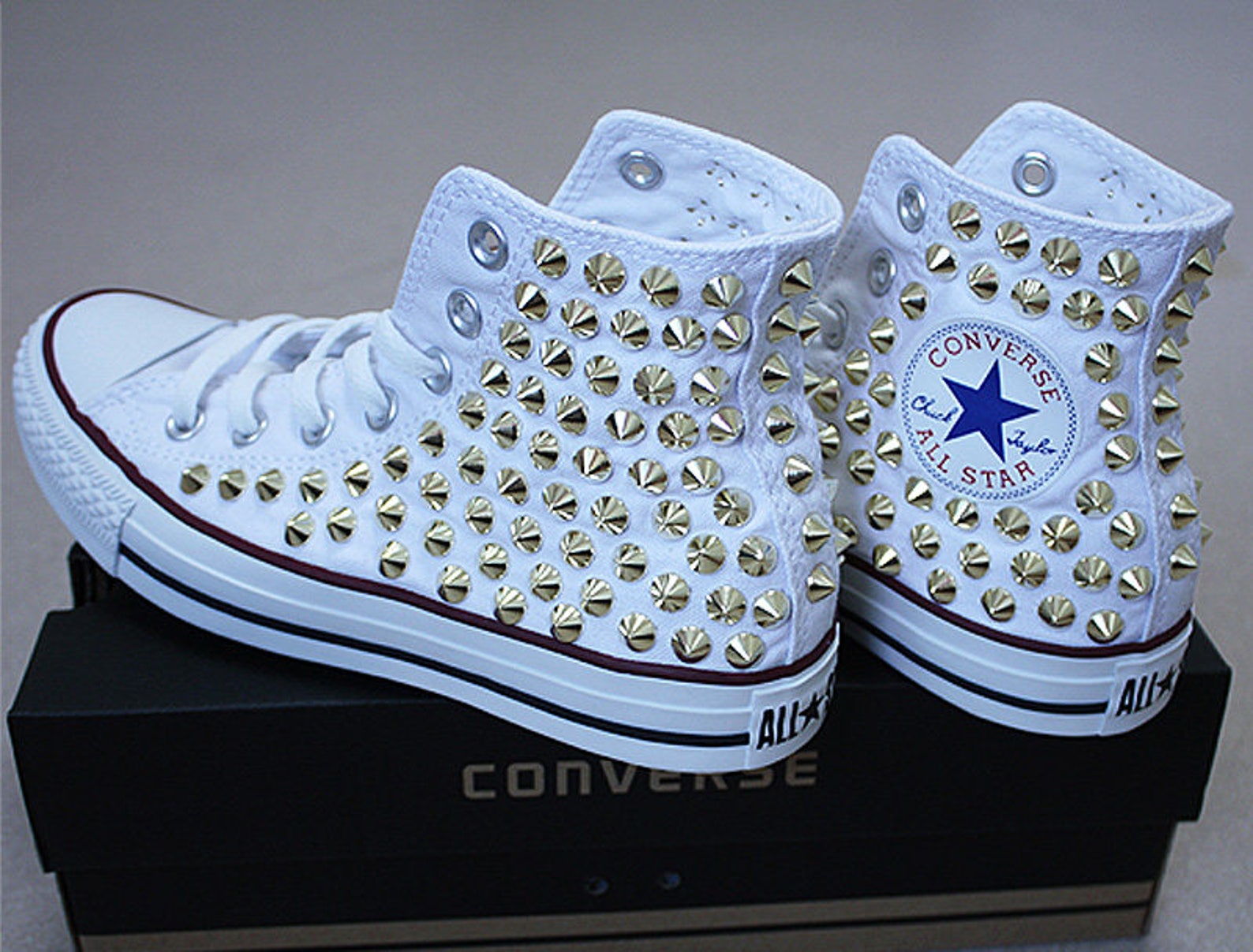 Genuine CONVERSE White With Studs All-star Chuck Taylor | Etsy