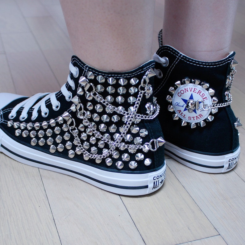 Genuine CONVERSE Black With Skull & Chains All-star Chuck - Etsy