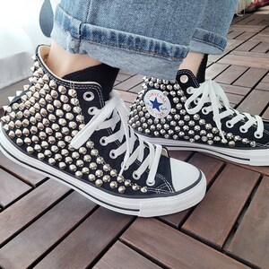 Genuine CONVERSE Black With Studs All-star Chuck Taylor Sneakers Shoes ...