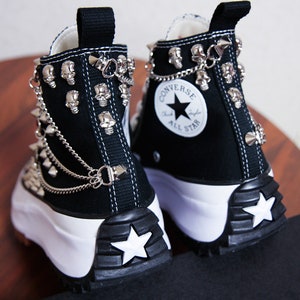 Genuine CONVERSE Run Star Hike Black With Skulls & Chains Sneakers ...