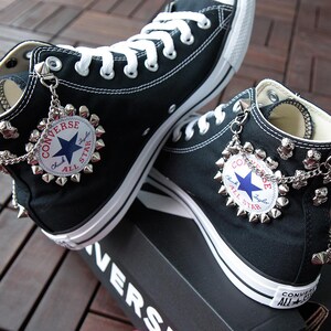Genuine CONVERSE Black With Skull & Chains Circle Studs All-star Chuck ...