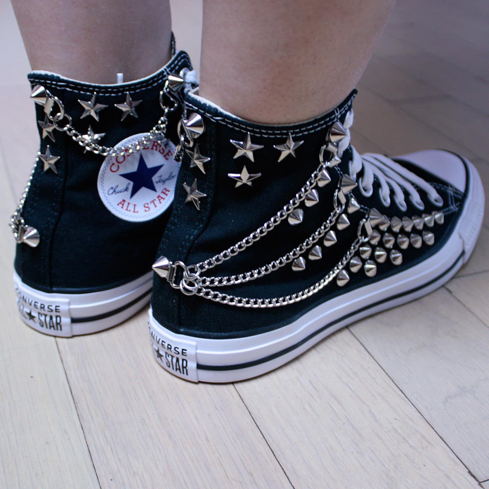 Genuine CONVERSE Black With Star & Chains All-star Chuck Taylor ...
