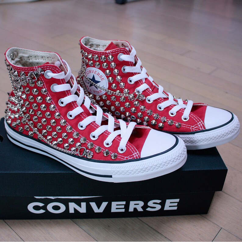 Genuino CONVERSE Blanco con tachuelas y cadenas All-star Chuck - Etsy ...
