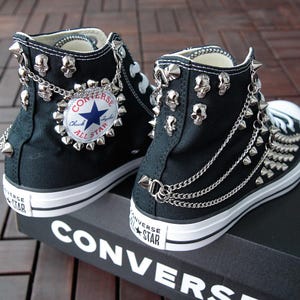 Genuine CONVERSE Black With Skull & Chains Circle Studs All-star Chuck ...