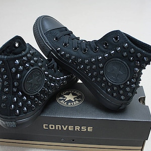Genuine CONVERSE Monocrome-black With Black Studs All-star Chuck Taylor ...