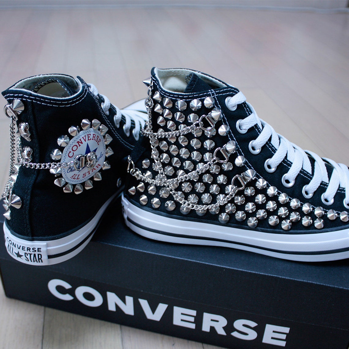 Genuine CONVERSE Black With Skull & Chains All-star Chuck - Etsy