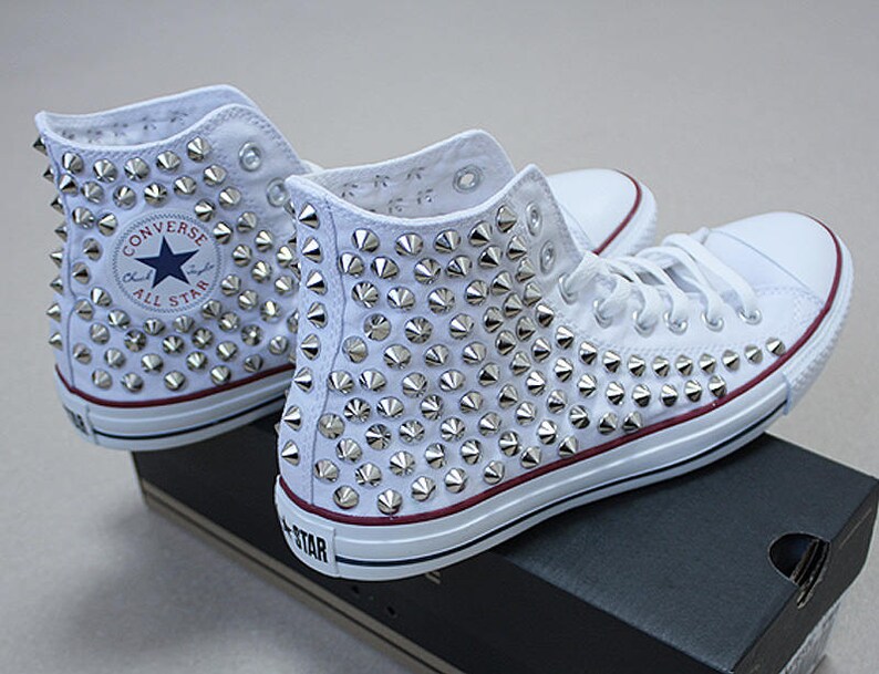 Genuine CONVERSE White With Studs All-star Chuck Taylor Sneakers Shoes ...
