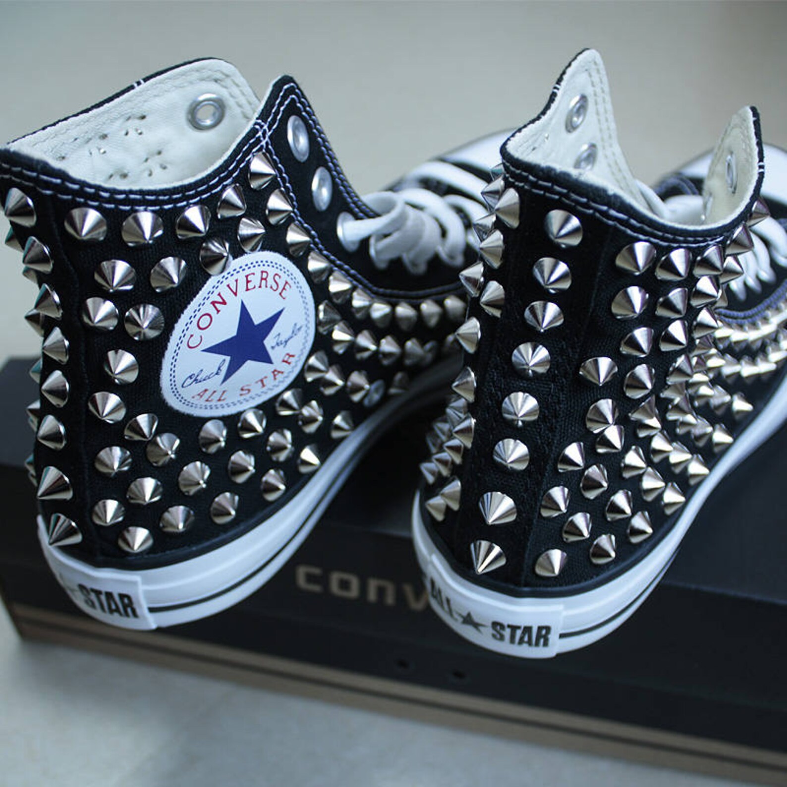Genuine CONVERSE Black With Studs All-star Chuck Taylor - Etsy Canada