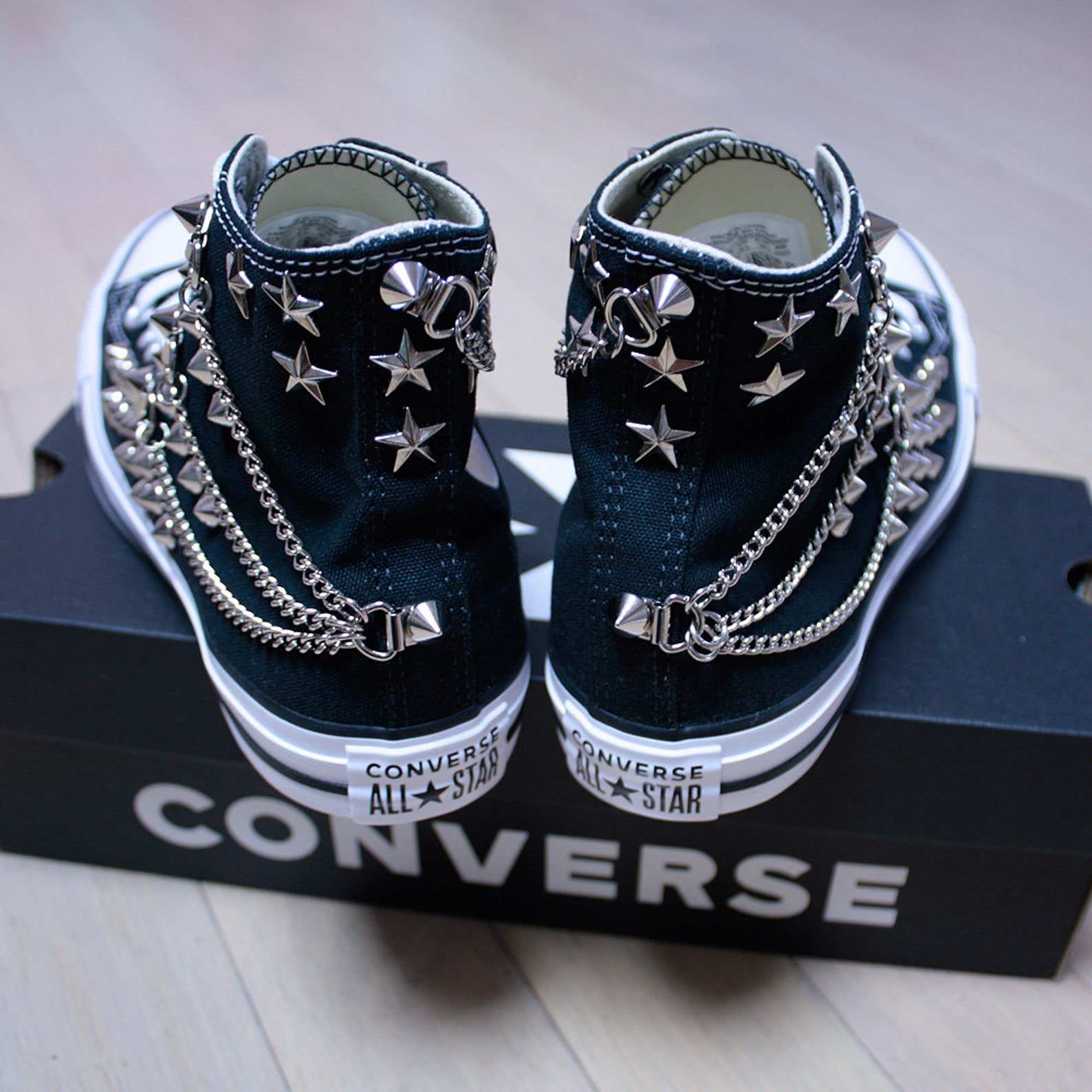 Genuine CONVERSE Black With Star & Chains All-star Chuck Taylor ...