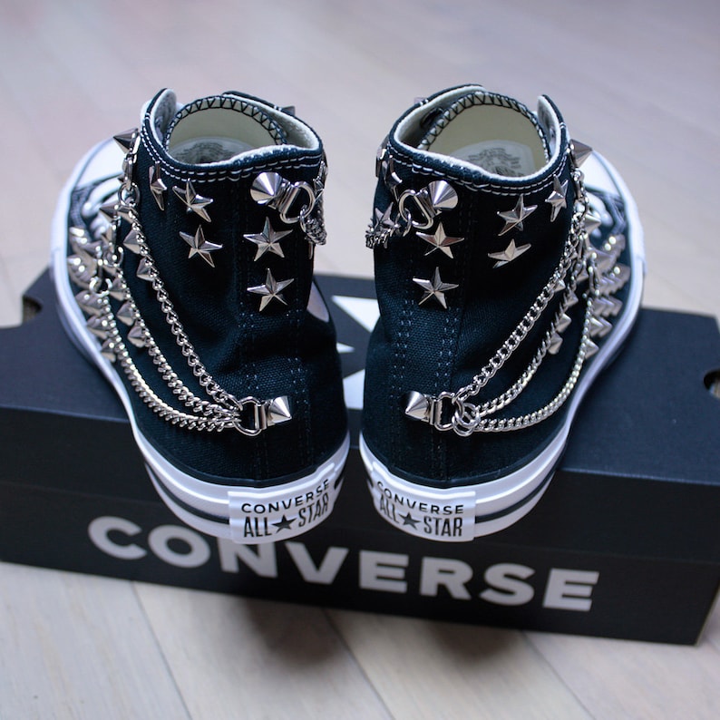 Genuine CONVERSE Black With Star & Chains All-star Chuck - Etsy