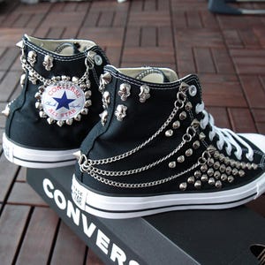 Genuine CONVERSE Black With Skull & Chains Circle Studs All-star Chuck ...