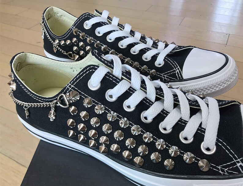 Genuine CONVERSE All-star Low-top Studed Chain&skull Sneakers Shoes ...