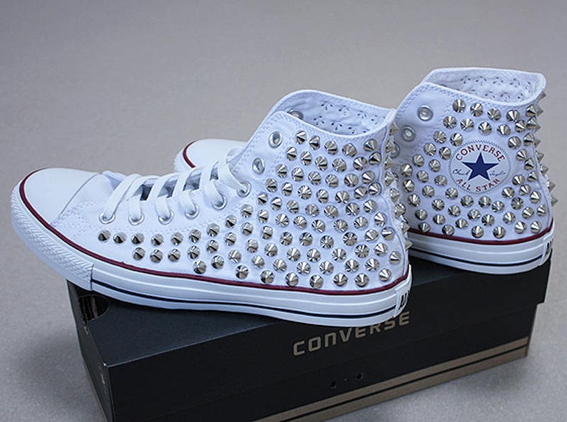 Genuine CONVERSE White With Studs All-star Chuck Taylor Sneakers Shoes ...