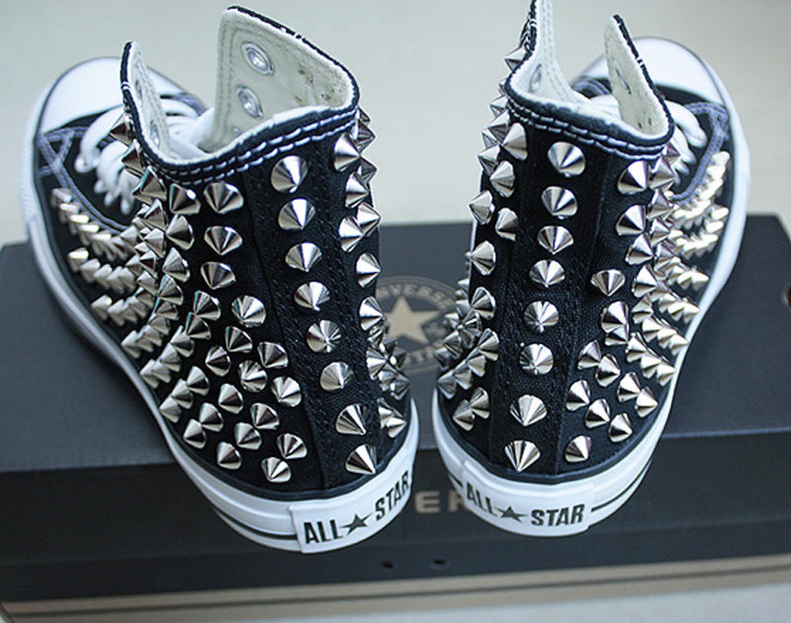 Genuine CONVERSE Black With Studs All-star Chuck Taylor - Etsy