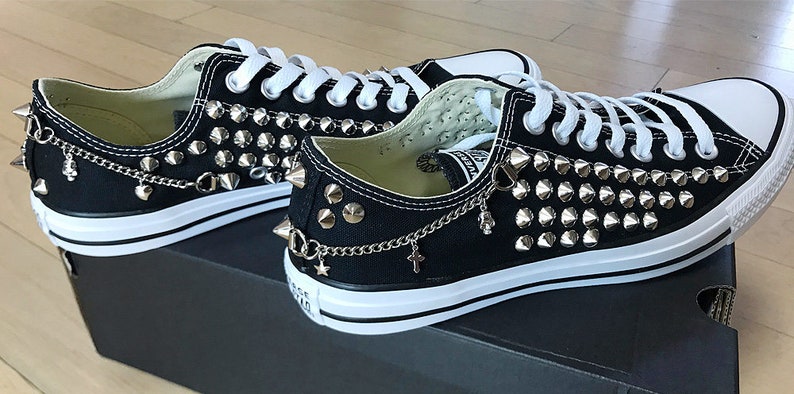 Genuine CONVERSE All-star Low-top Studed Chain&skull Sneakers Shoes ...