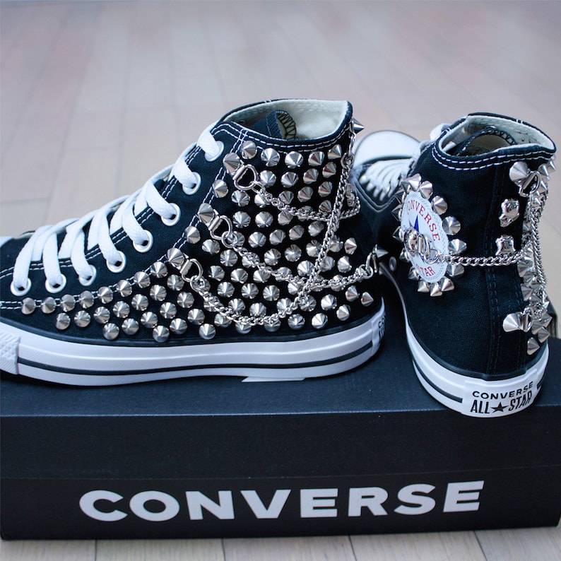 Genuine CONVERSE Black With Skull & Chains All-star Chuck - Etsy