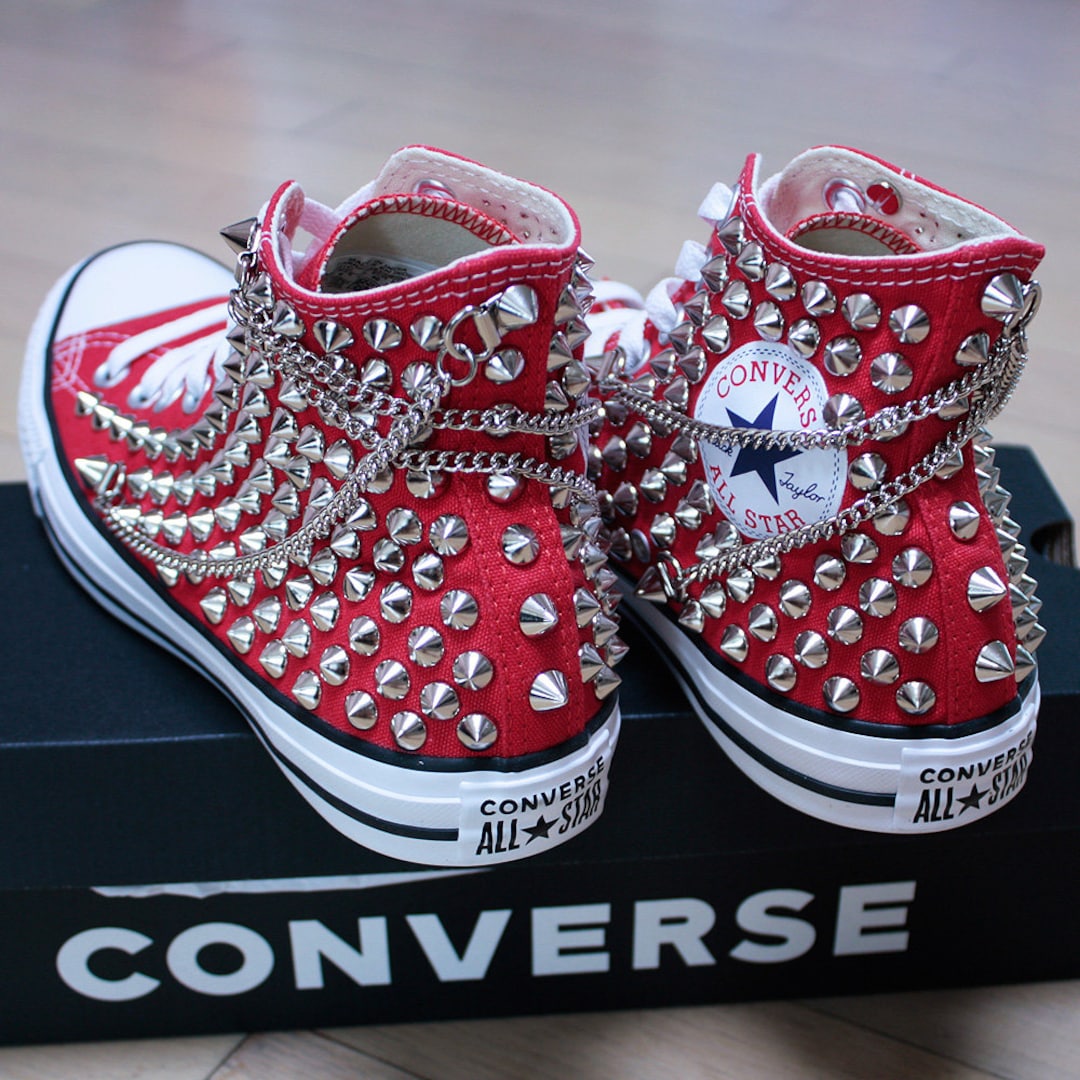 Genuino CONVERSE Blanco con tachuelas y cadenas All-star Chuck - Etsy ...