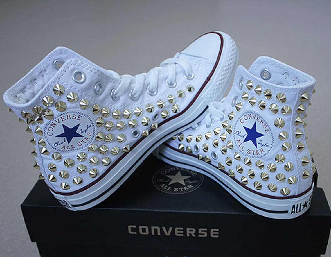 Genuine CONVERSE White With Studs All-star Chuck Taylor Sneakers Shoes ...