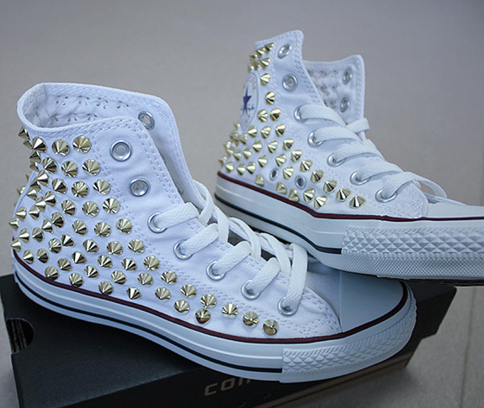 Genuine CONVERSE White With Studs All-star Chuck Taylor | Etsy