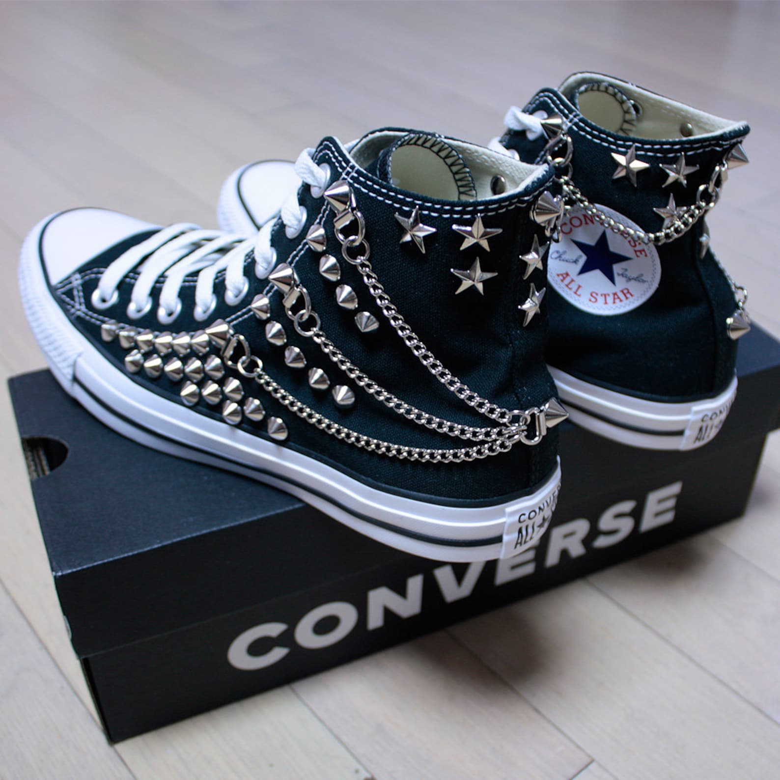 Genuine CONVERSE Black With Star & Chains All-star Chuck Taylor ...