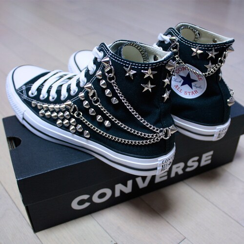 Genuine CONVERSE Black With Star & Chains All-star Chuck | Etsy