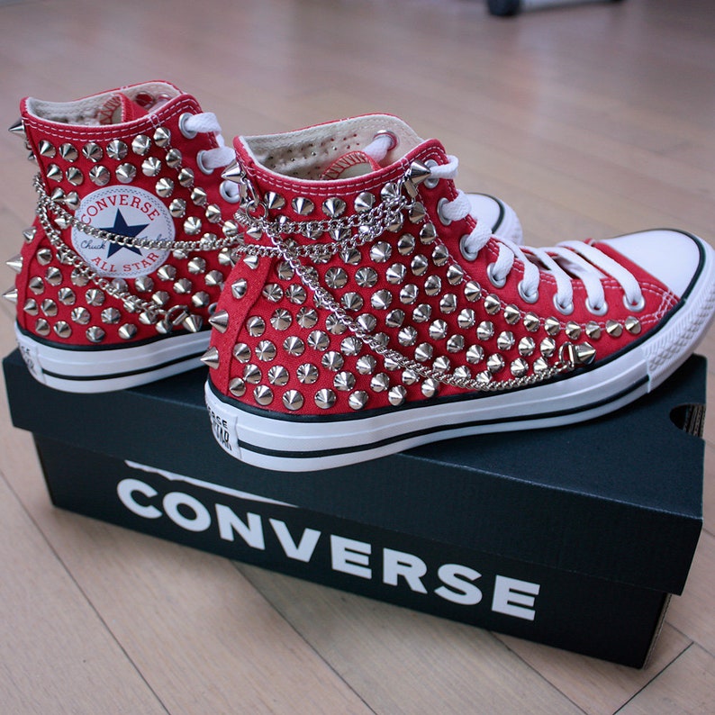 Genuino CONVERSE Blanco con tachuelas y cadenas All-star Chuck - Etsy ...