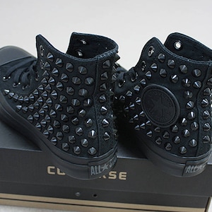 Genuine CONVERSE Monocrome-black With Black Studs All-star Chuck Taylor ...