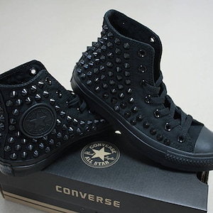 Genuine CONVERSE Monocrome-black With Black Studs All-star Chuck Taylor ...