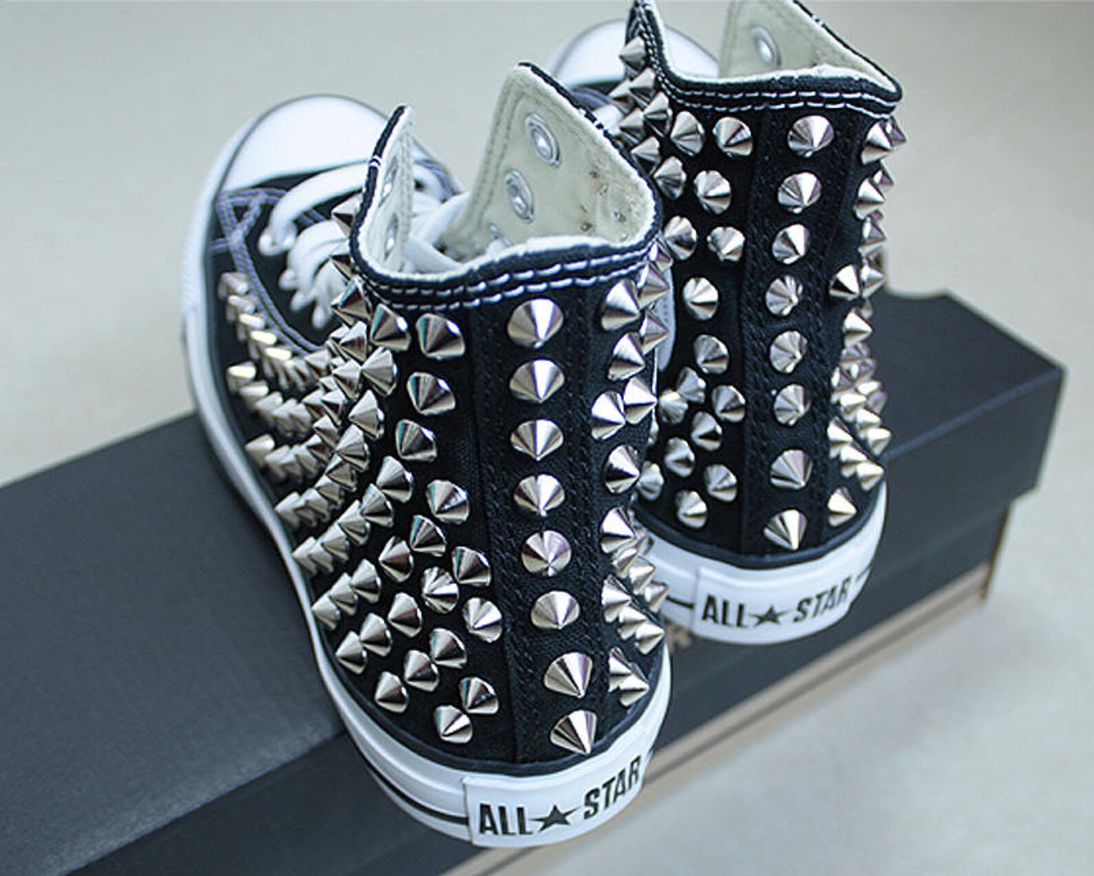 Genuine CONVERSE Black With Studs All-star Chuck Taylor - Etsy