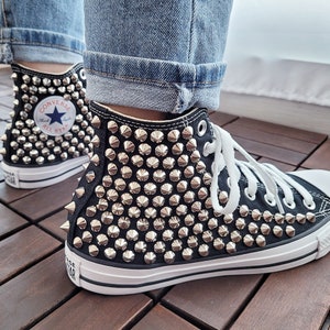 Genuine CONVERSE Black With Studs All-star Chuck Taylor Sneakers Shoes ...