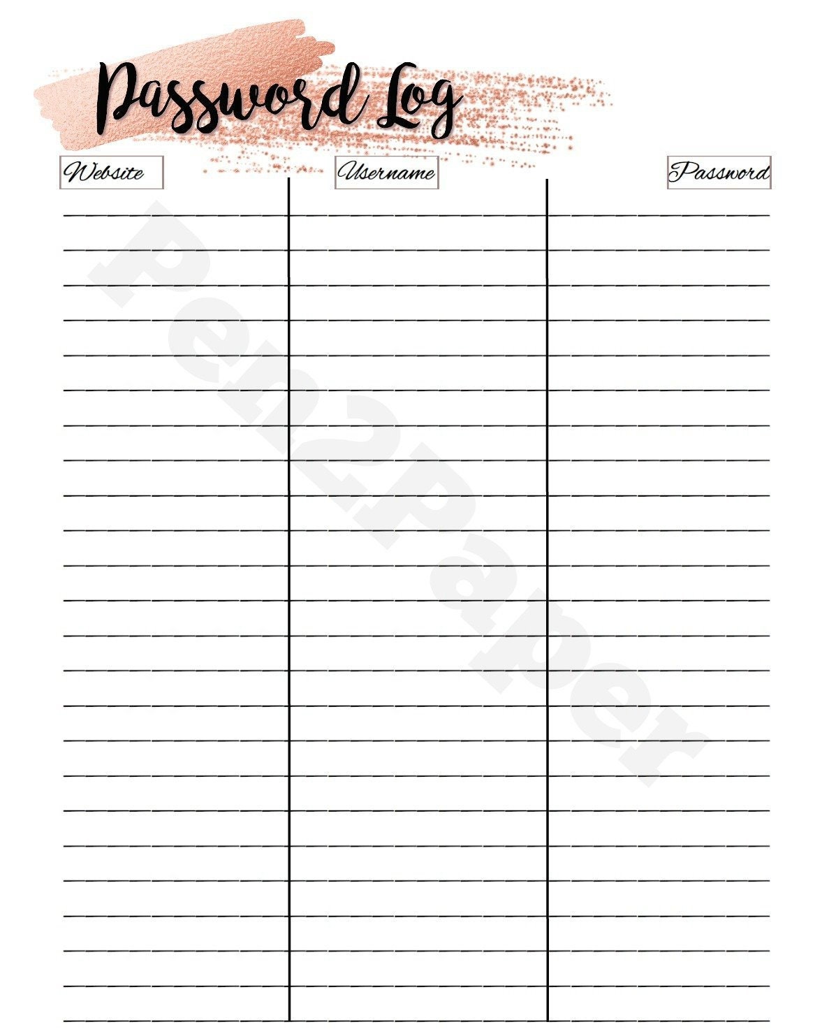 PASSWORD LOG Instant Download // Password Log // Password Keeper ...