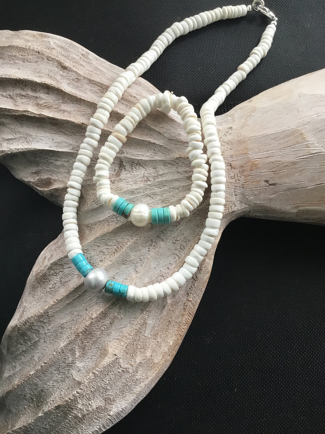 Puka Shell and Pearl Necklace - Etsy