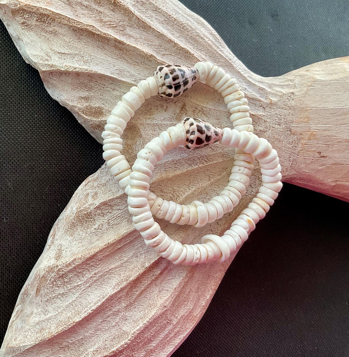 Puka Shell Bracelet With Hawaiian Cone Shell - Etsy