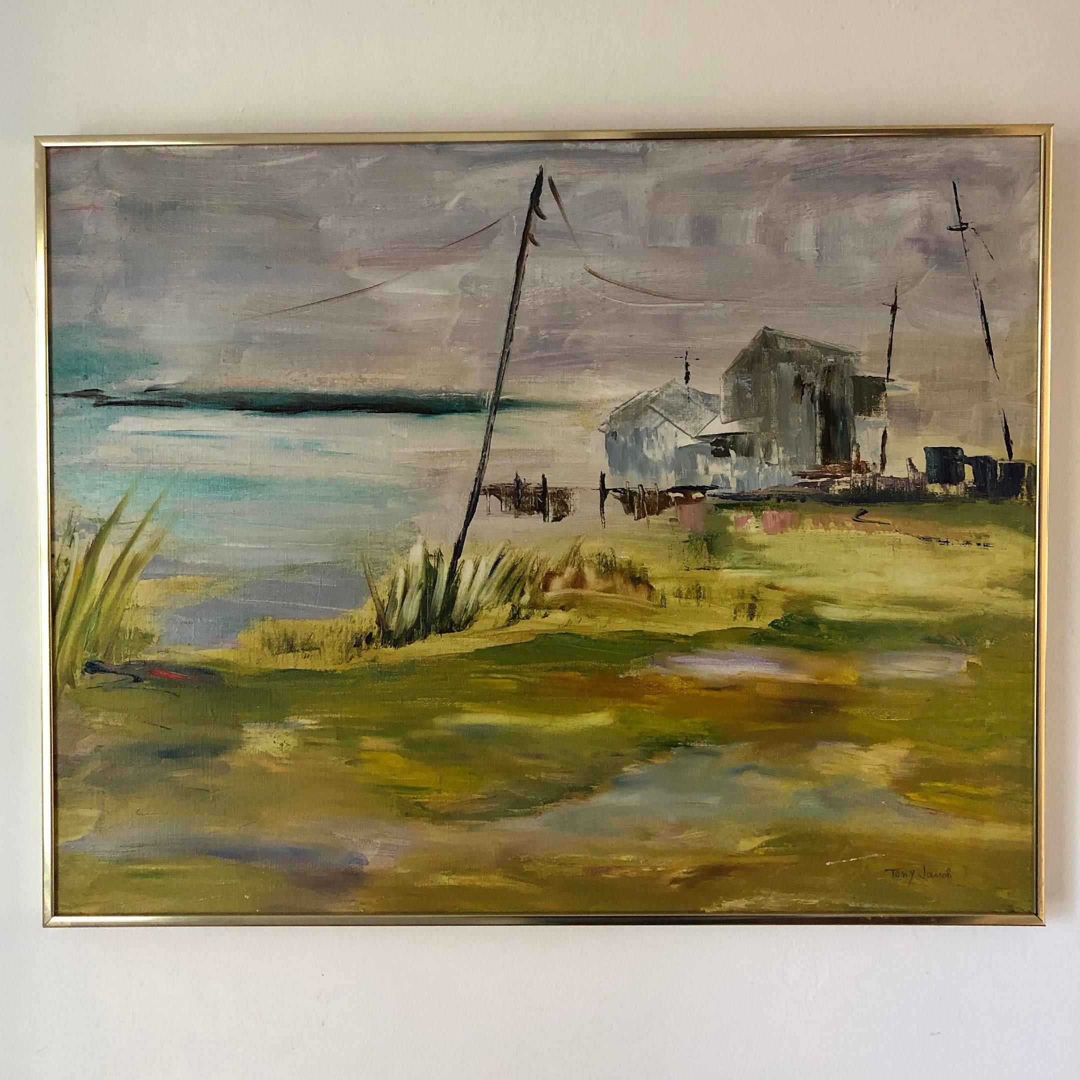 The Shack, Abstract Oil Painting, Vintage, Seascape, Beach Landscape ...